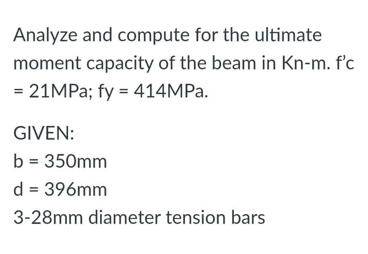 Solved Analyze and compute for the ultimate moment capacity | Chegg.com
