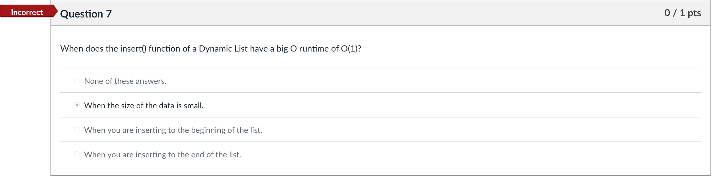 Solved Question 7 0/1pts When does the insert() function of | Chegg.com