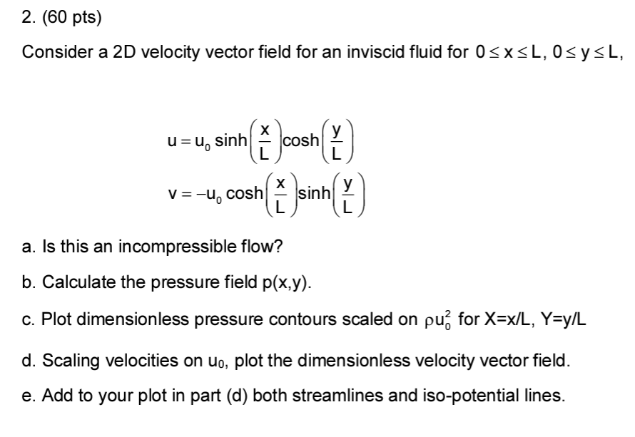 Solved Consider a 2D velocity vector field for an inviscid | Chegg.com