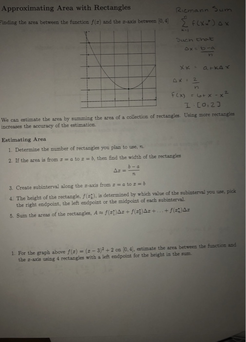 Solved Approximating Area with Rectangles inding the area | Chegg.com