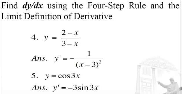 Solved Find dydx ﻿using the Four-Step Rule and theLimit | Chegg.com