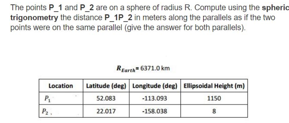Solved The points P-1 ﻿and P-2 ﻿are on a sphere of radius R. | Chegg.com