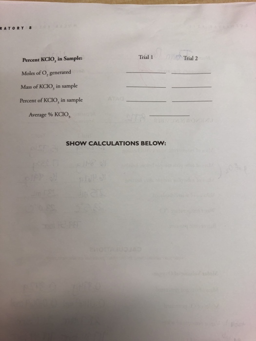 Solved 1.Moles of O2 generated 2.Mass of KClO3 | Chegg.com