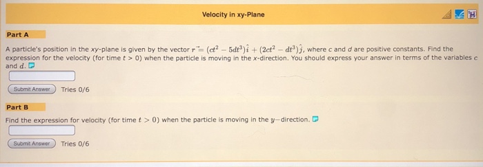 Solved Velocity in xy-Plane Part A A particle's position in | Chegg.com