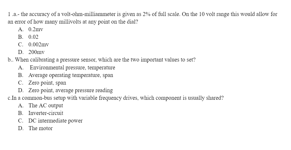 Solved 1 .a.- the accuracy of a volt-ohm-milliammeter is | Chegg.com