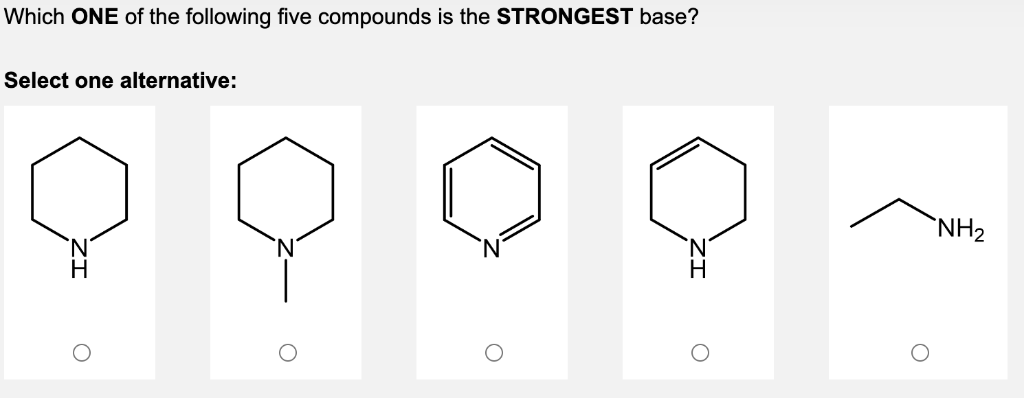 Solved Which ONE of the following five compounds is the | Chegg.com