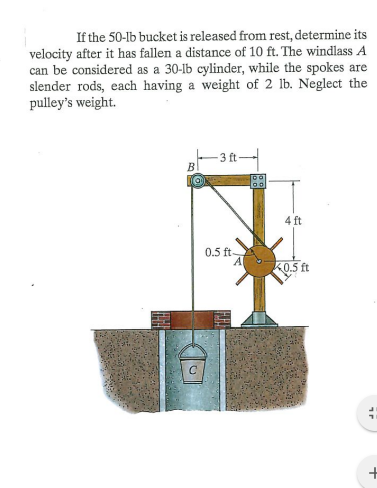 Solved If the 50-lb bucket is released from rest, determine | Chegg.com