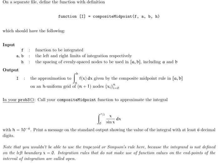 Solved Problem 3 : The midpoint integration rule The | Chegg.com