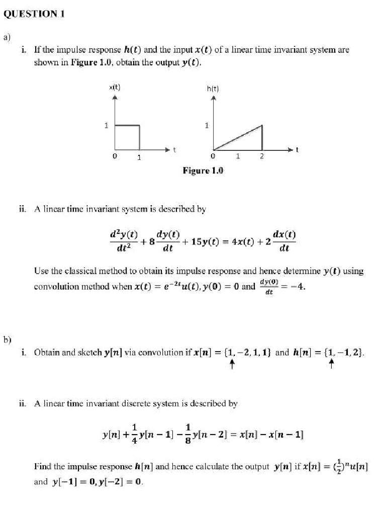 Question 1 I If The Impulse Response Ht And The 
