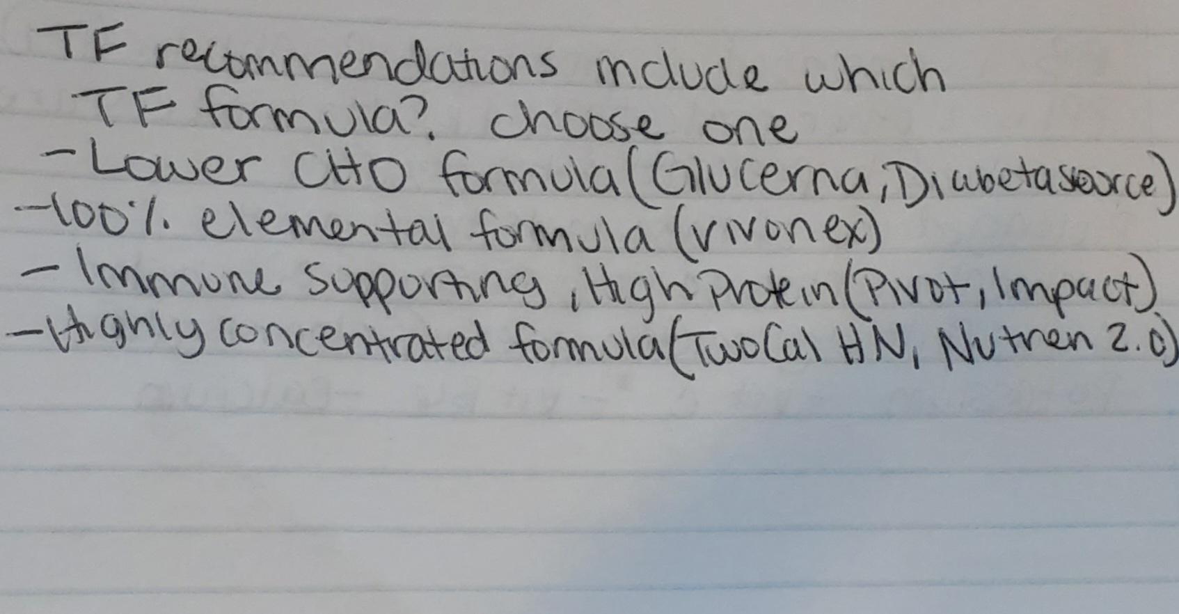Solved TF recommendations include which TF formula? choose | Chegg.com