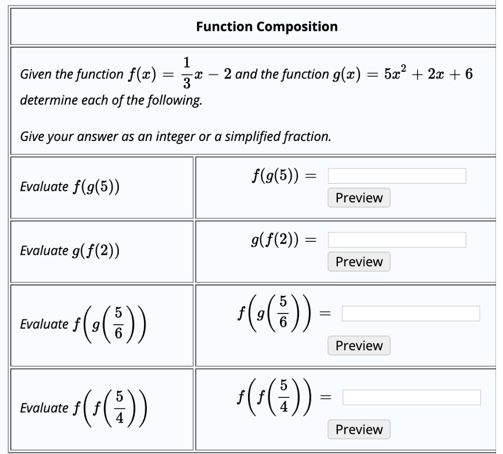 Solved Function Composition Given the function f(x) = 5x – 2 | Chegg.com