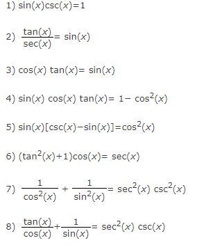 Solved 1) sin(x)csc(x)=1 tan(x). 2) sin(x) sec(x) 3) cos(x) | Chegg.com
