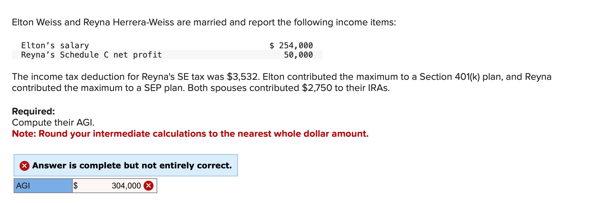 Solved Reyna's Schedule C net profit 50,000 The income tax | Chegg.com