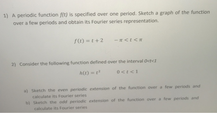 Solved 1) A periodic function fit) is specified over one | Chegg.com