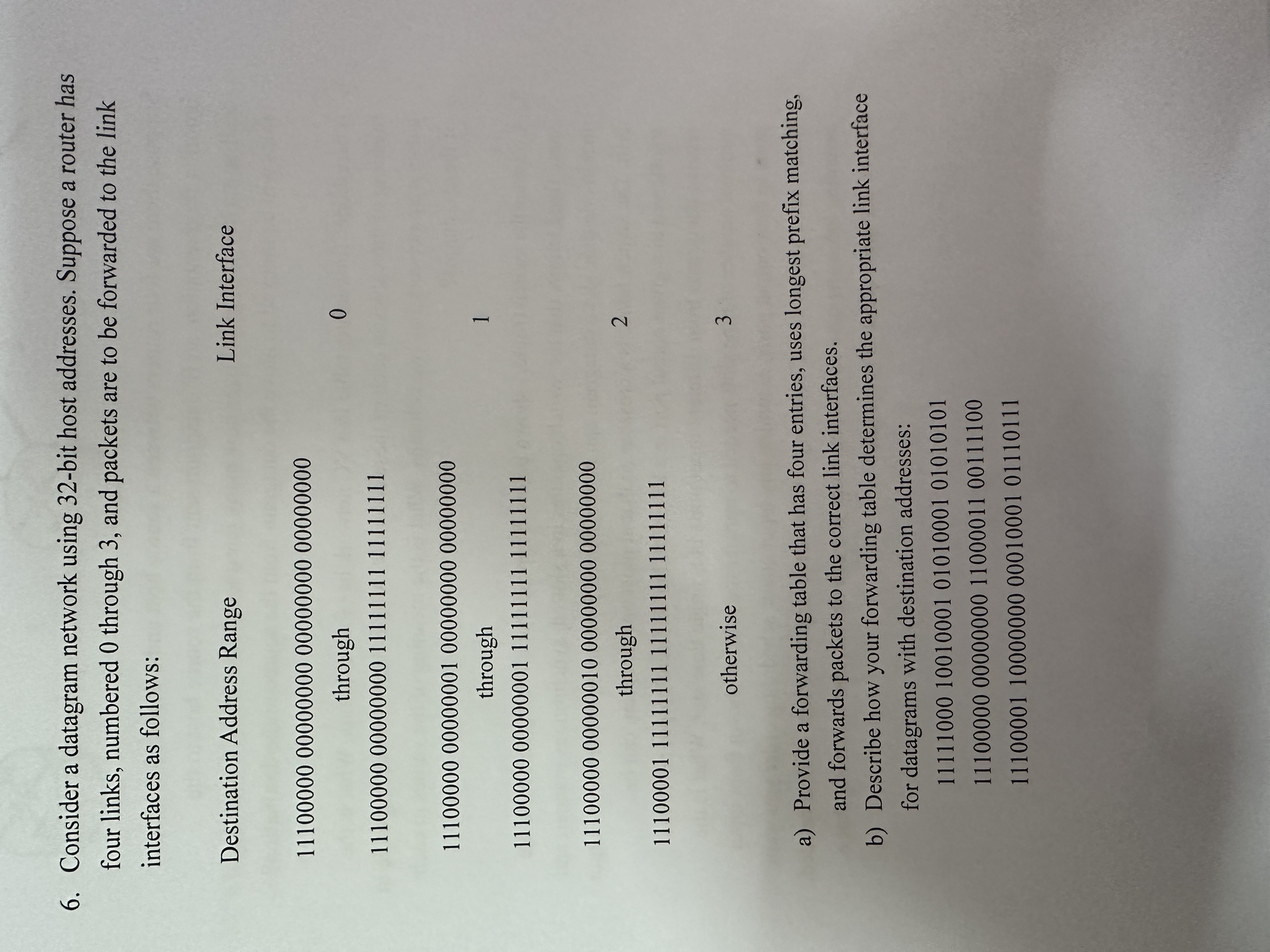 Solved Consider a datagram network using 32-bit host | Chegg.com
