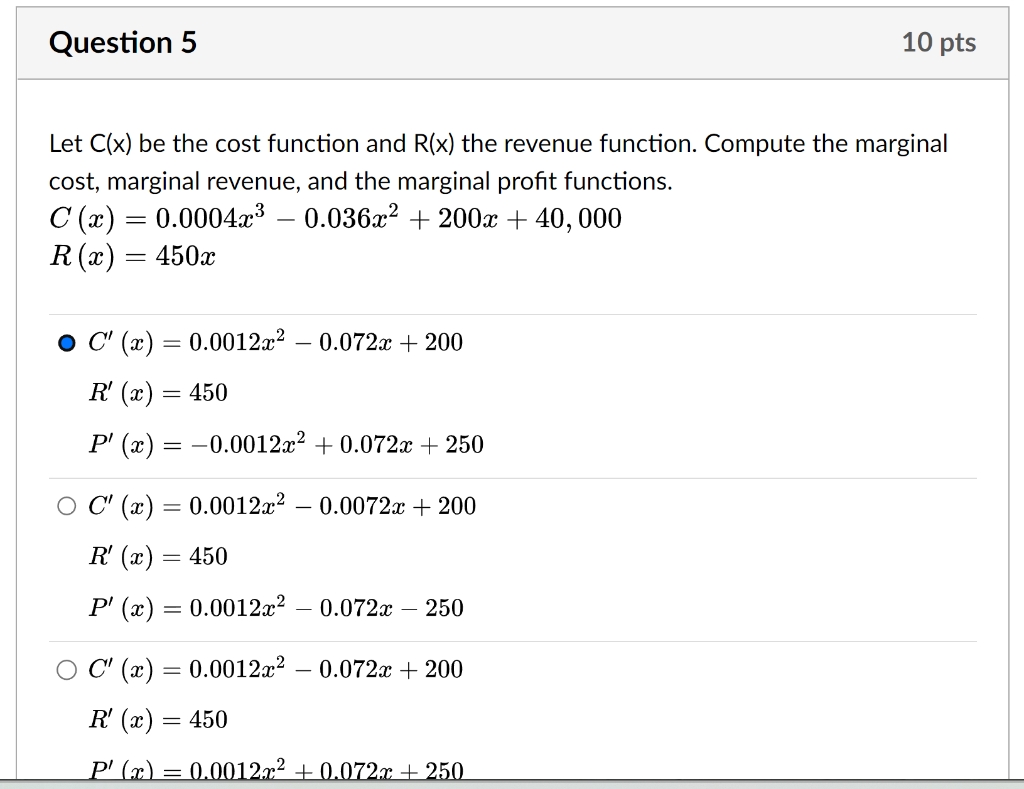 Solved Let C(x) be the cost function and R(x) the revenue | Chegg.com