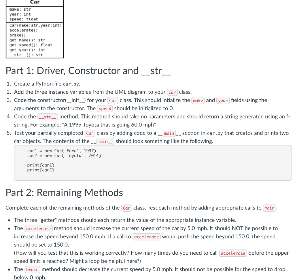 Solved Part 2: Remaining Methods Complete each of the | Chegg.com