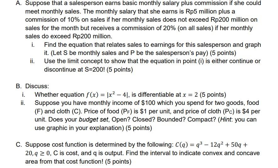 Solved A. Suppose that a salesperson earns basic monthly | Chegg.com