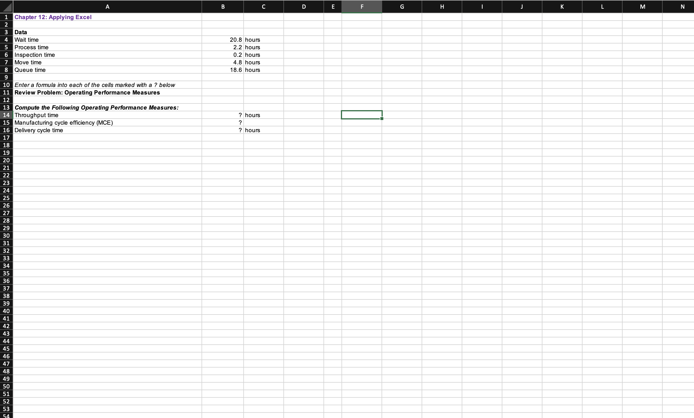 Solved Chapter 12: Applying ExcelDataWait timeProcess | Chegg.com