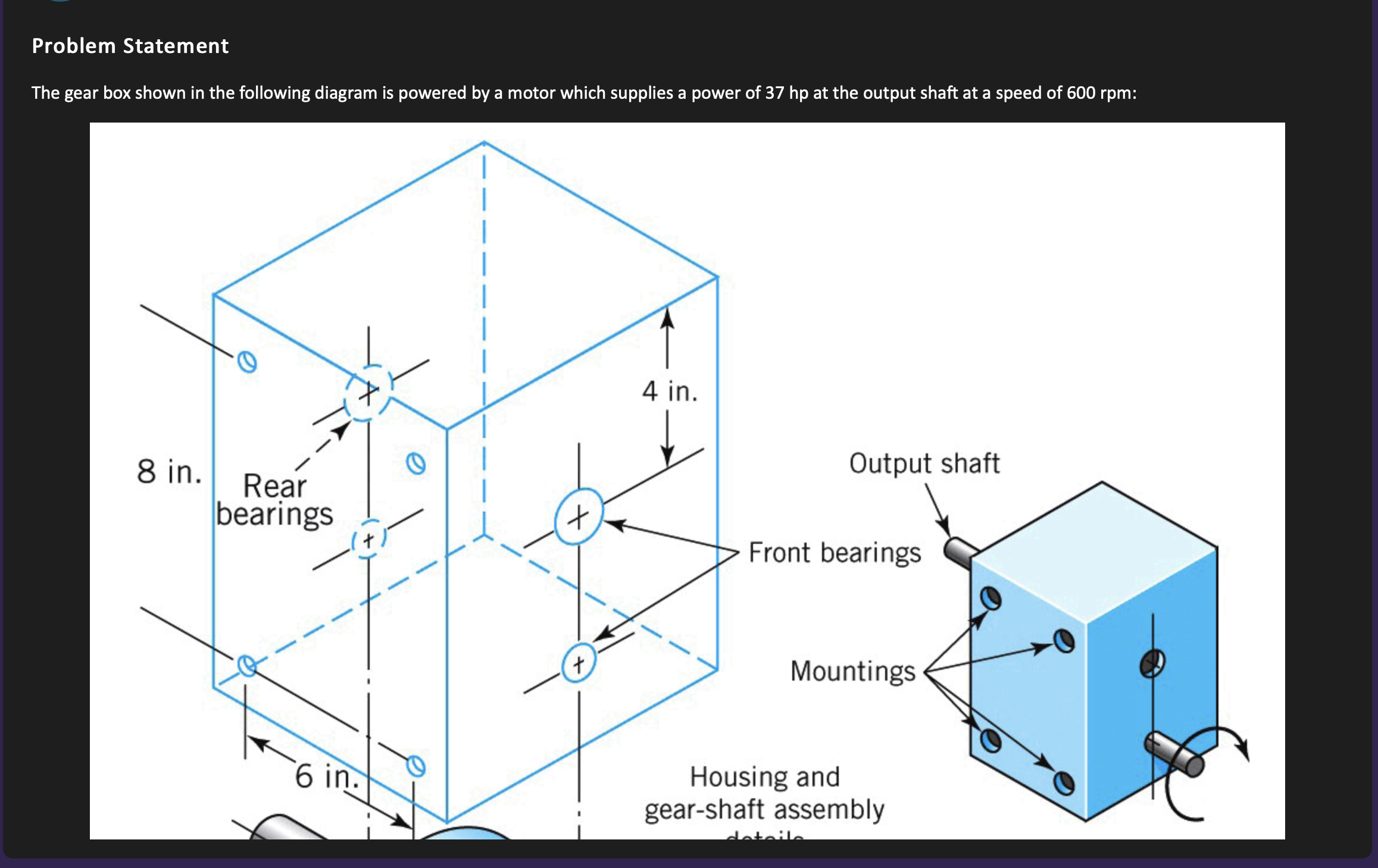 Solved Problem Statement The gear box shown in the following | Chegg.com