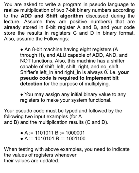 Solved You Are Asked To Write A Program In Pseudo Language 2506