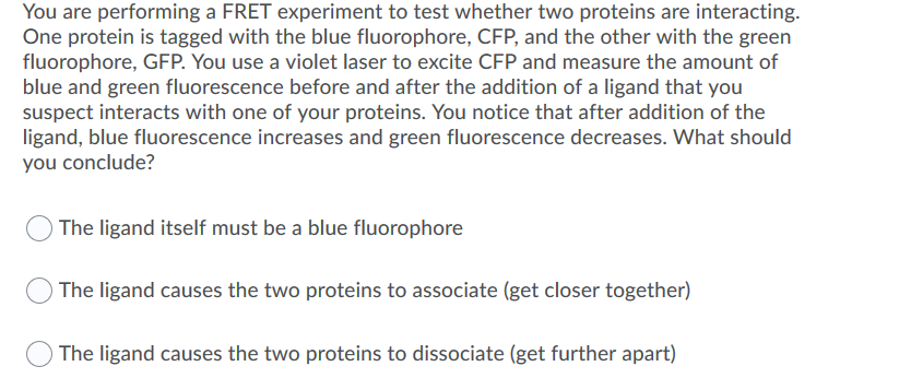 Solved You are performing a FRET experiment to test whether | Chegg.com