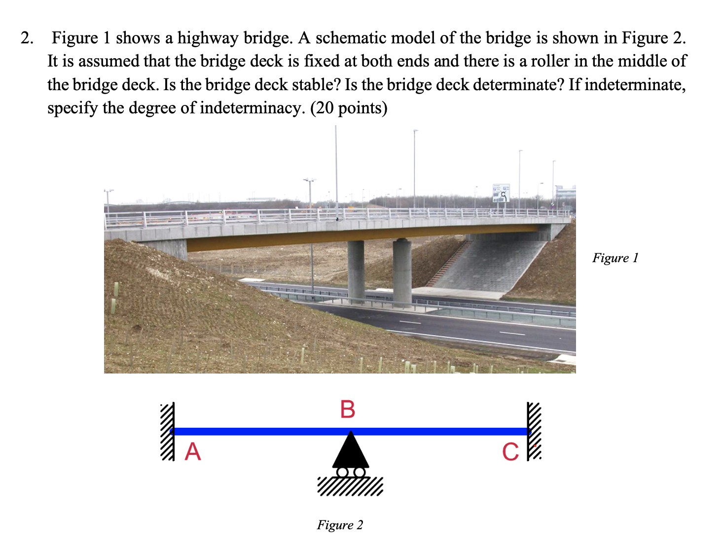 Solved Figure 1 shows a highway bridge. A schematic model of | Chegg.com