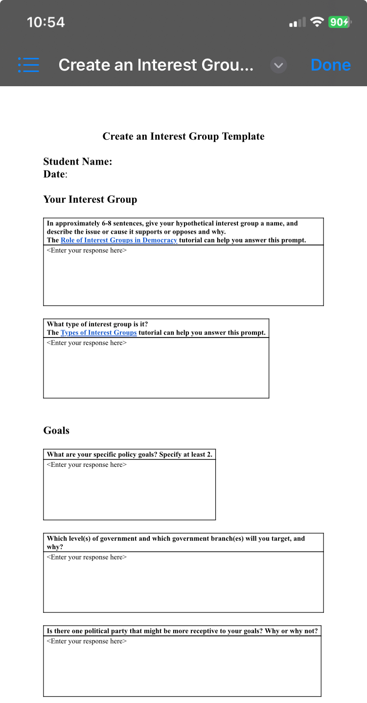 Create an Interest Group Template Student Name: Date: | Chegg.com