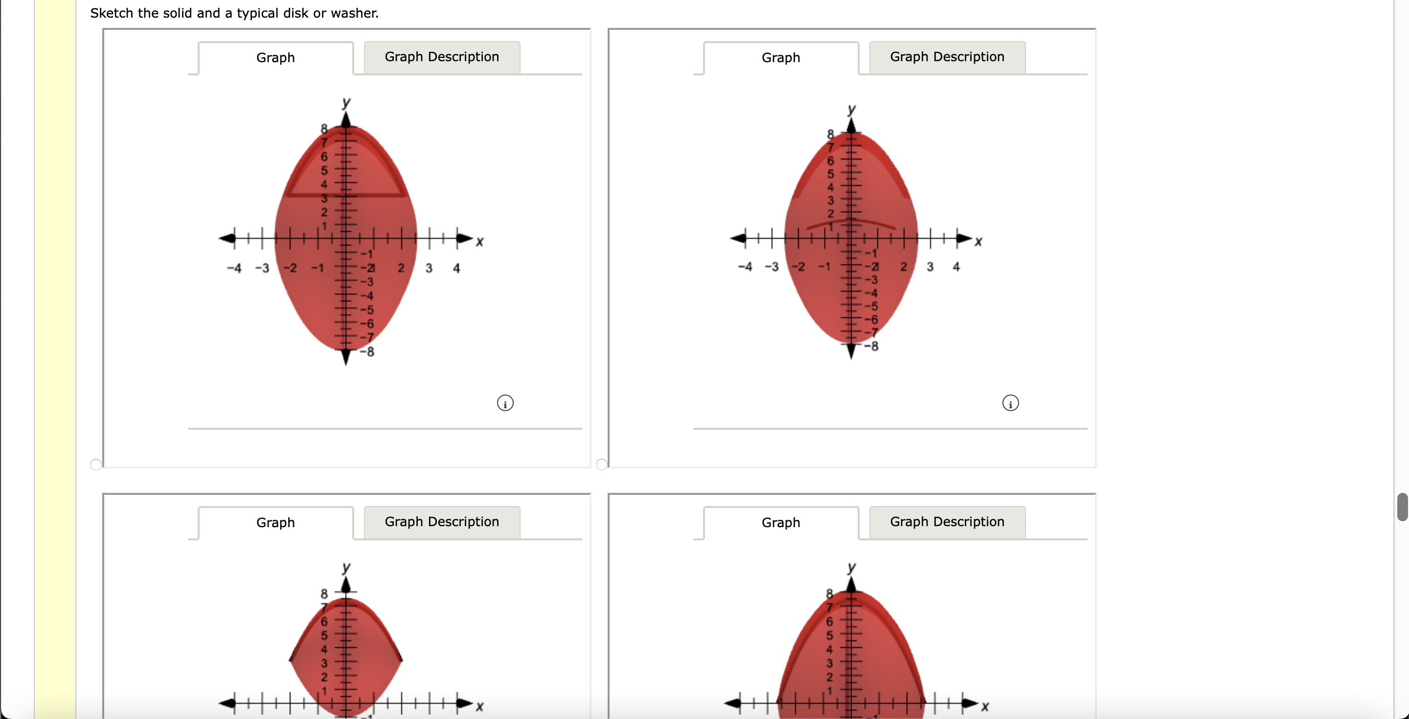 Sketch the solid and a typical disk or washer. | Chegg.com