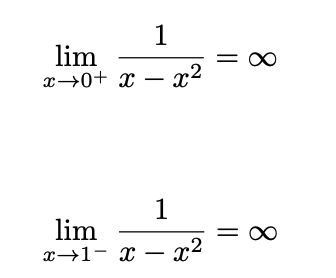 Solved limx→0+x−x21=∞ limx→1−x−x21=∞ | Chegg.com