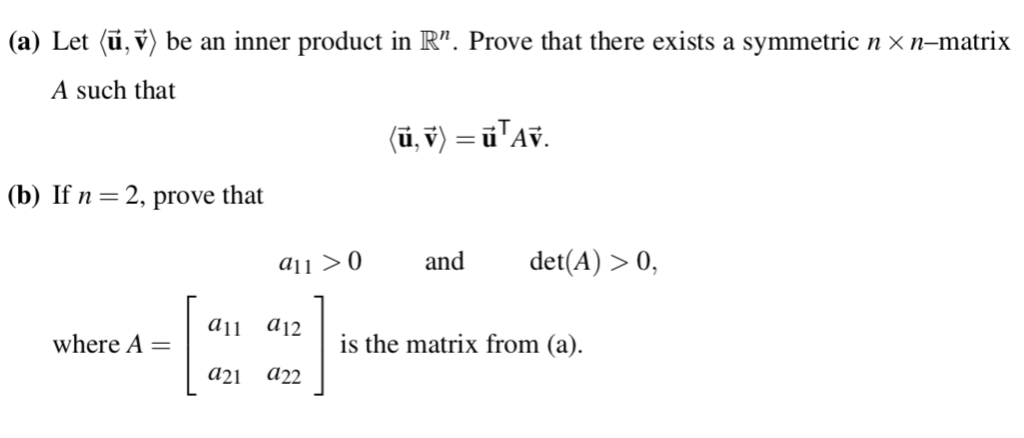 Solved (a) Let(u, v〉 be an inner product in R". Prove that | Chegg.com