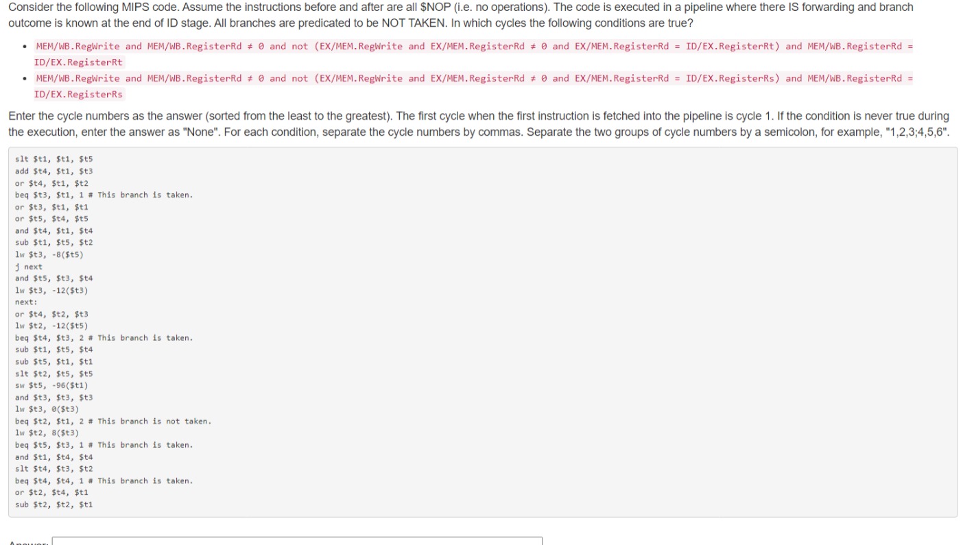 Solved Consider The Following Mips Code Assume The