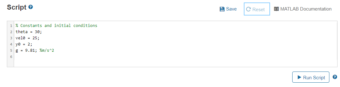 Solved Projectile Kinematics File (matrix creation from | Chegg.com