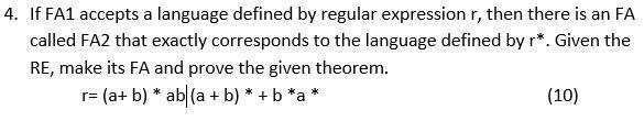 Solved 4. If FA1 accepts a language defined by regular | Chegg.com