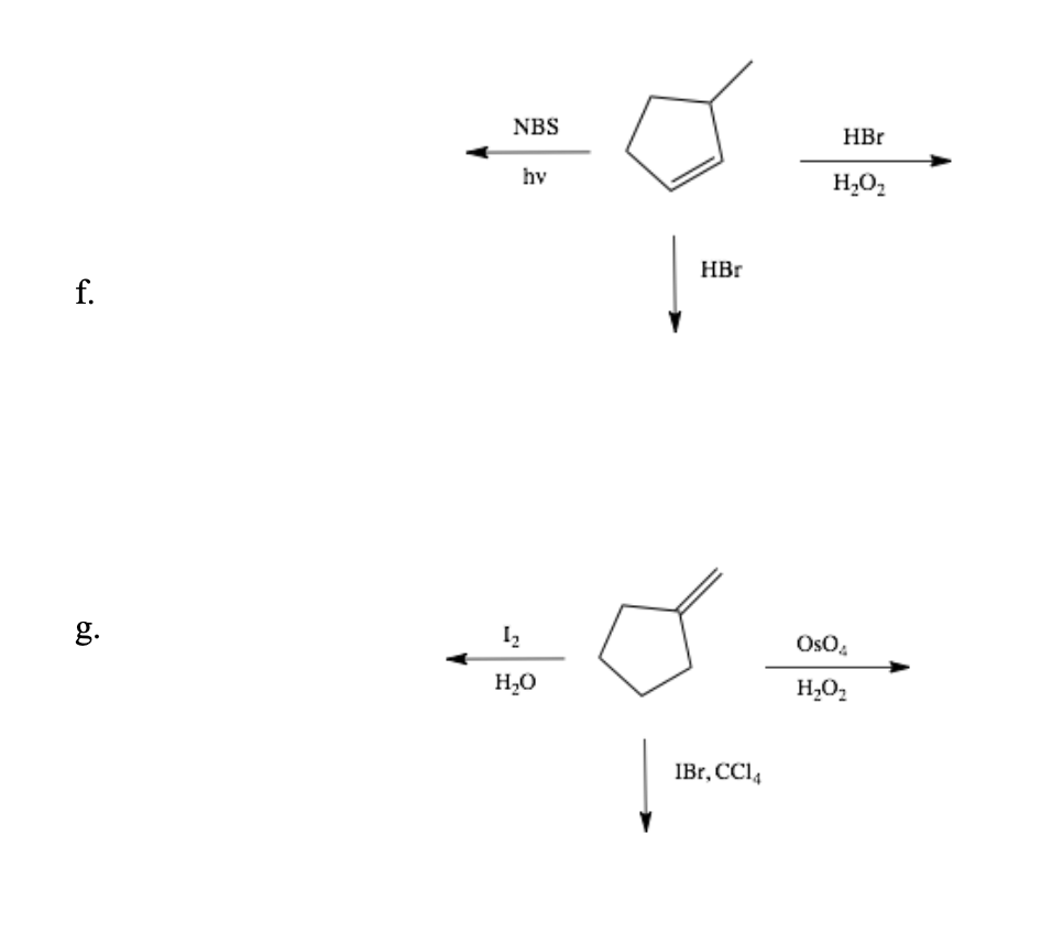 Solved NBS HBE hy H,02 HBr f. g. 12 Oso HO H2O2 IBr, CCl4 | Chegg.com
