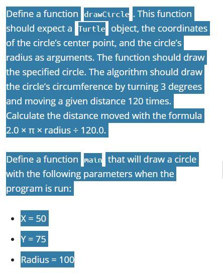 Define a function drawCircle. This function should | Chegg.com