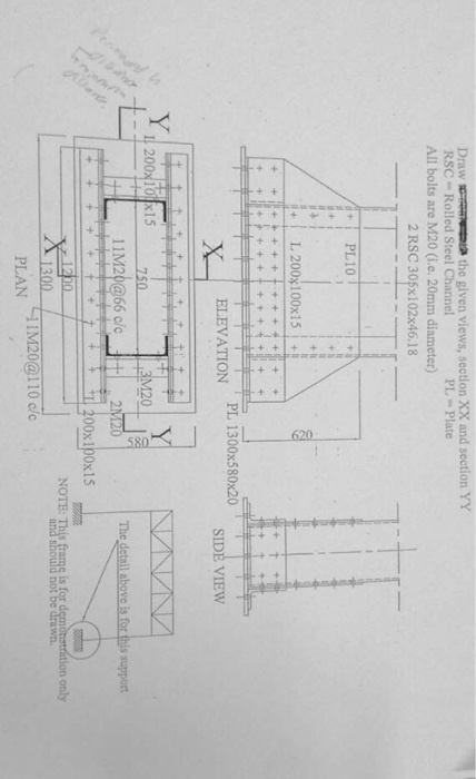 Solved Draw w RSC-Rolled Steel Channel a the given views, | Chegg.com