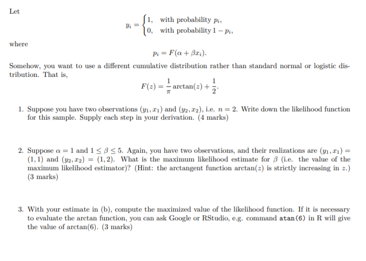 Solved Let 1, with probability Pi, 0, with probability 1 - | Chegg.com