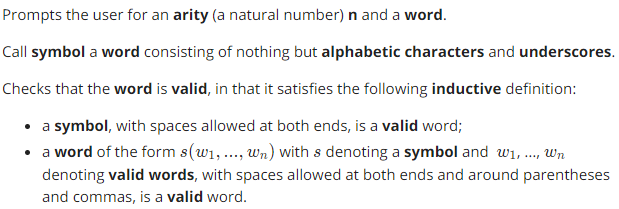 Solved Prompts the user for an arity (a natural number) n | Chegg.com