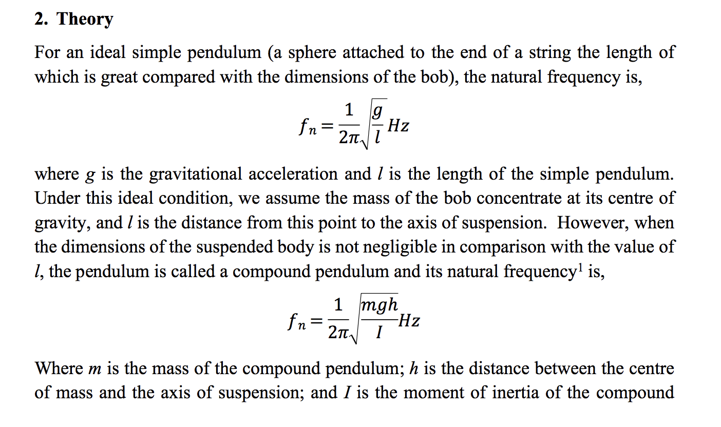 2. Theory For an ideal simple pendulum (a sphere | Chegg.com