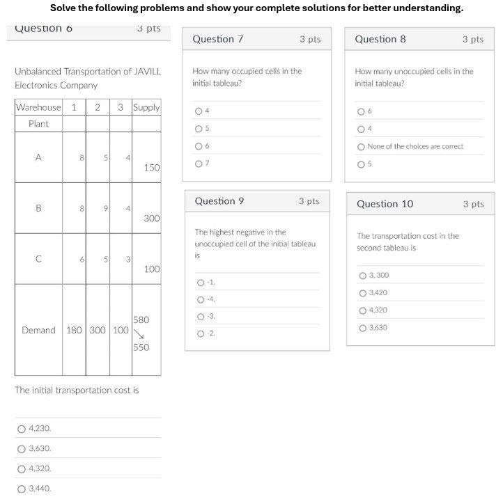 Solved Subject: Other Math Instructions: Solve the following | Chegg.com