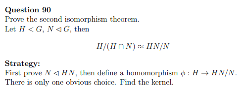 Solved Prove the second isomorphism theorem. Let H