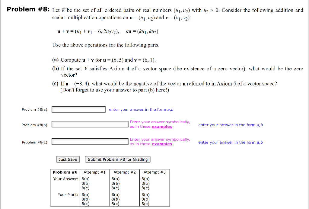 Solved \#8: Let V be the set of all ordered pairs of real | Chegg.com
