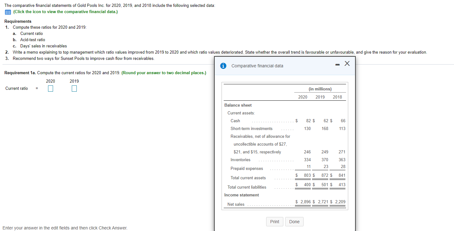 Solved The comparative financial statements of Gold Pools | Chegg.com