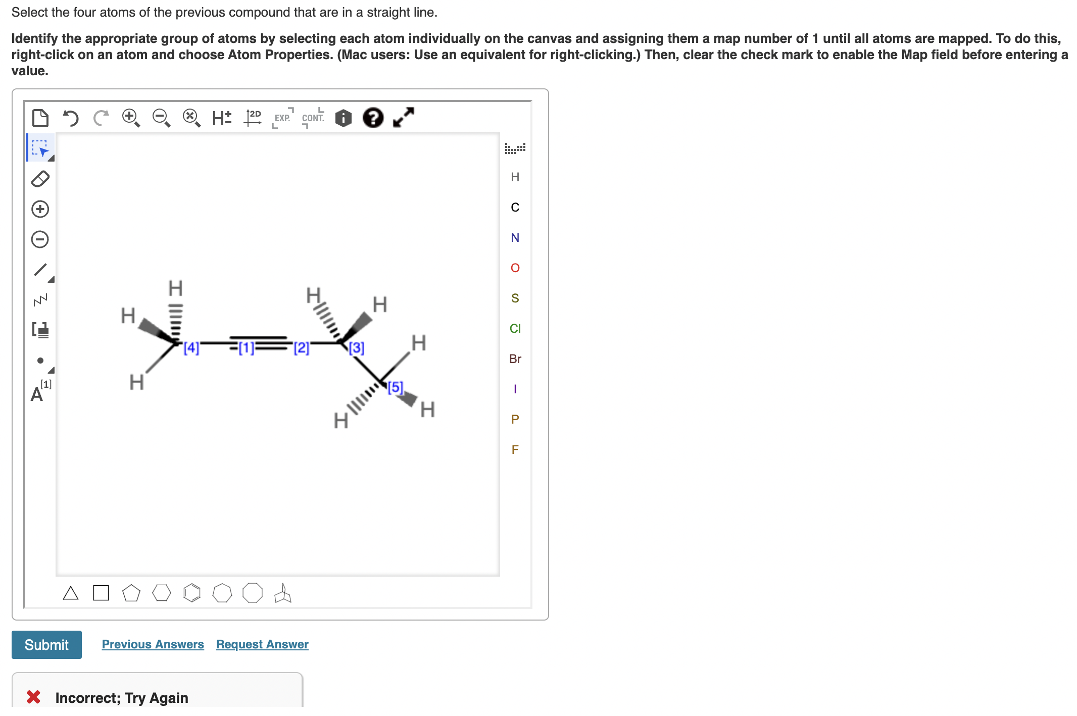 Solved Select the four atoms of the previous compound that | Chegg.com