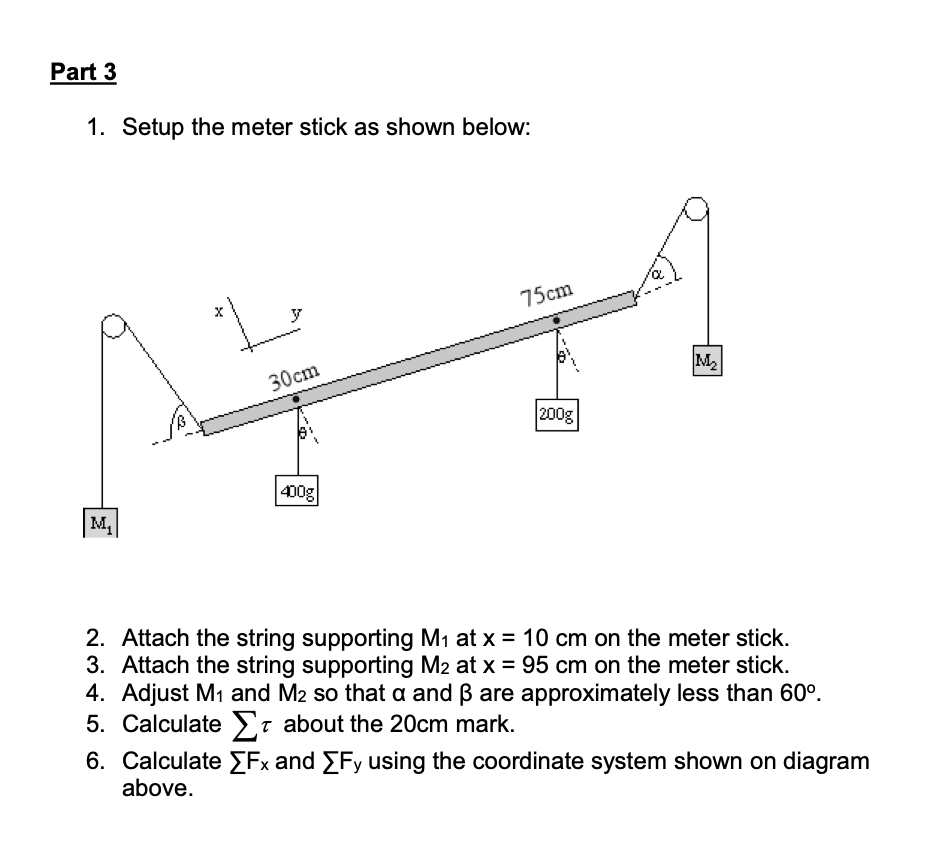 Solved 1. Setup the meter stick as shown below: 2. Attach | Chegg.com