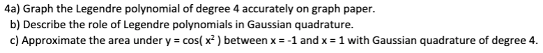 Solved 4a) Graph the Legendre polynomial of degree 4 | Chegg.com