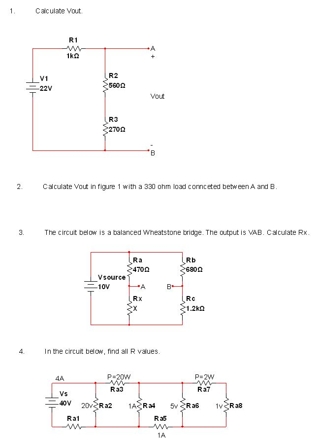 Solved 1. Calculate Vout. R1 MW 1kΩ + R2 v1 — 22V 5602 Vout | Chegg.com
