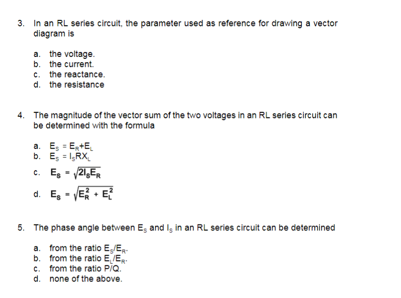 Solved 1. In an RL series circuit, what is the phase angle | Chegg.com