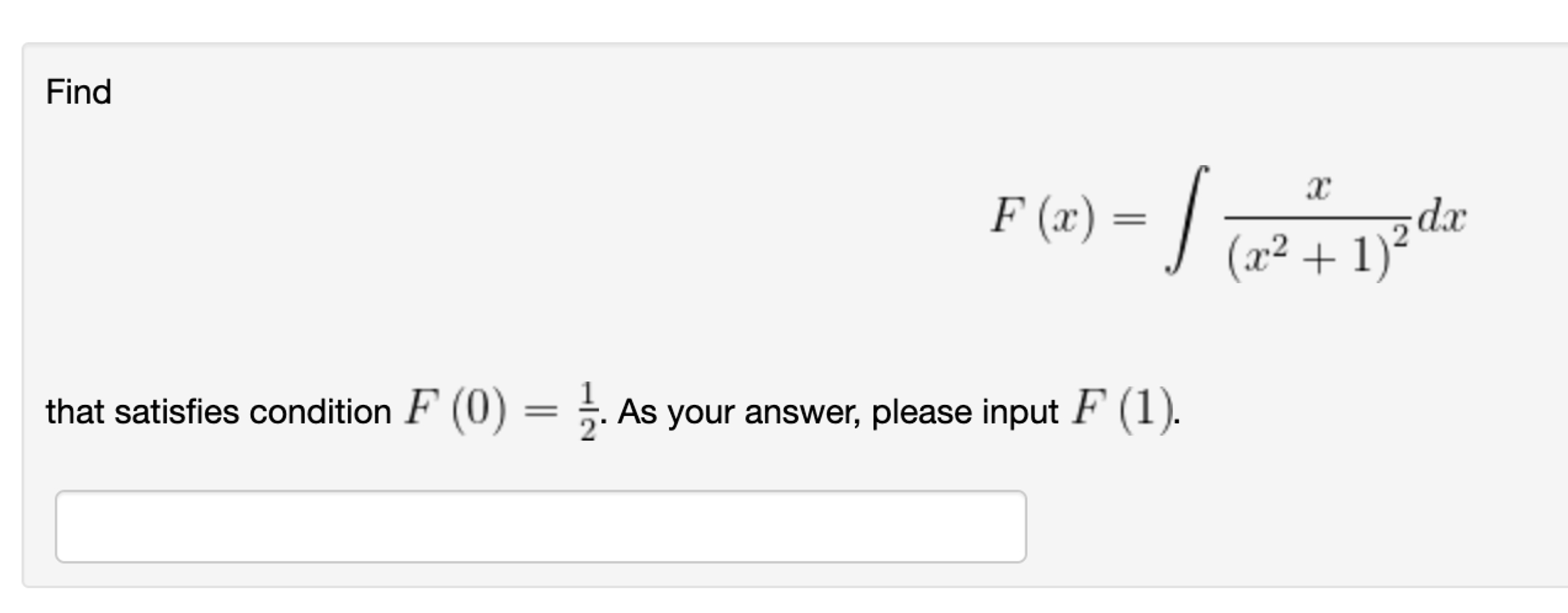 Solved FindF(x)=∫﻿﻿x(x2+1)2dxthat satisfies condition | Chegg.com